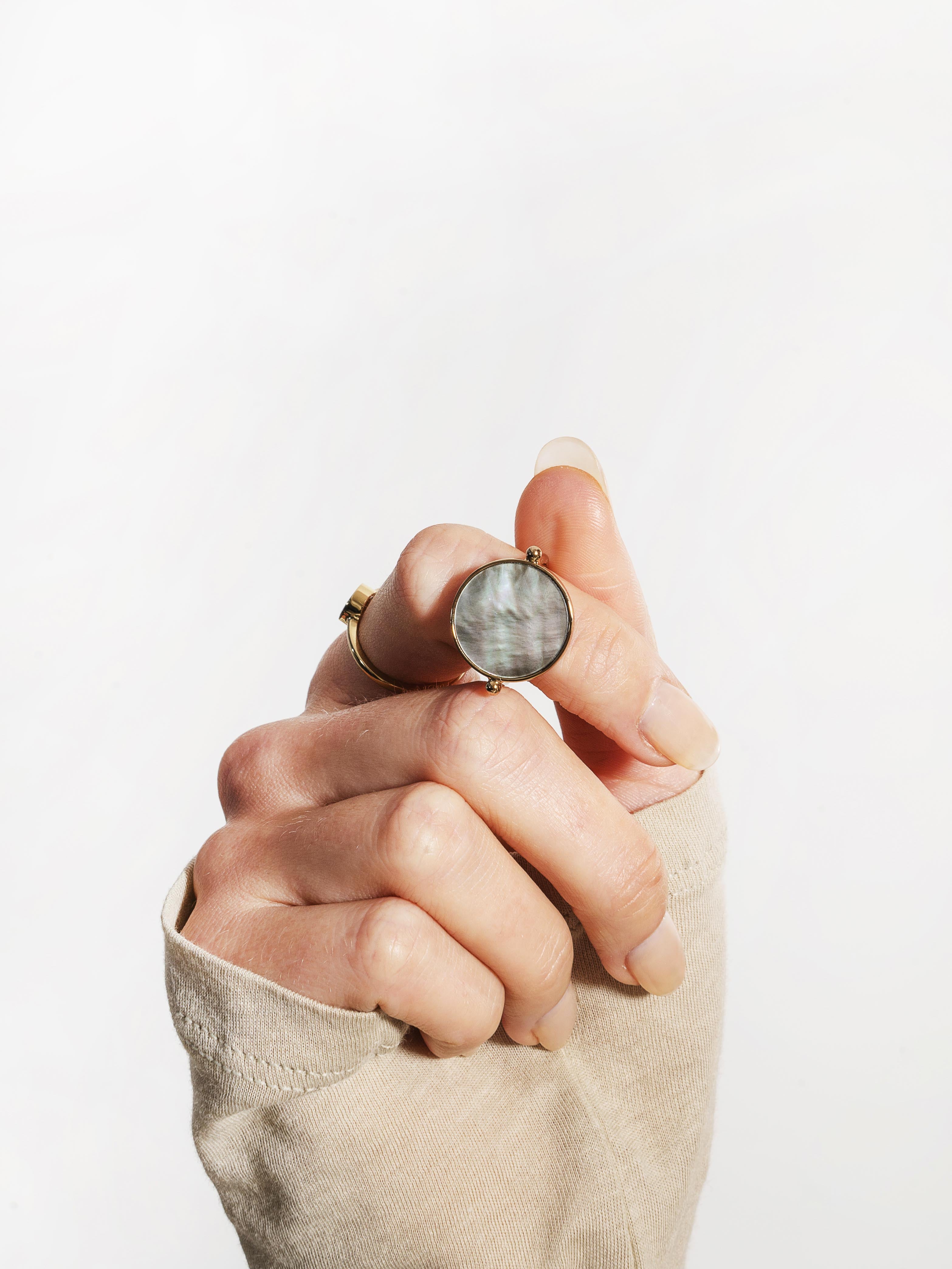 Bague Aura - Nacre grise – Les Gemmettes